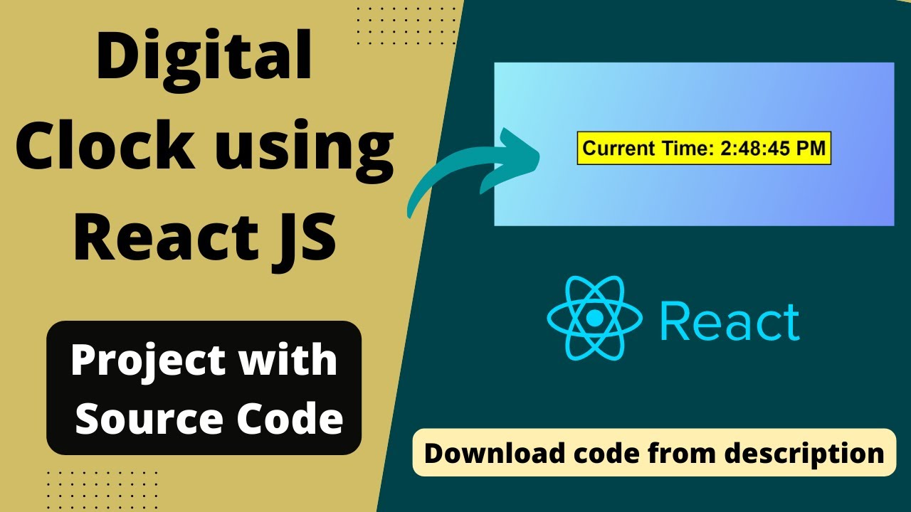 Create Digital Clock Using React JS with Source Code | Project for Beginners | #coding  #reactjs