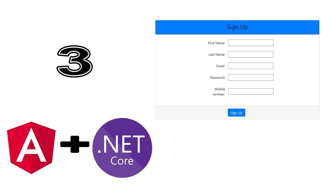 Angular 8 with ASP.Net Core Tutorial part 3 Sign Up From