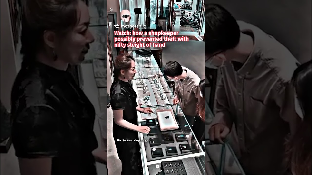 Watch how a jewelry shopkeeper possibly prevented theft with nifty sleight of hand