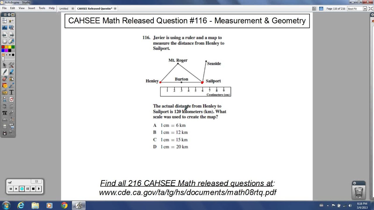 CAHSEE Math - Released Question #116 (Scale Drawings)