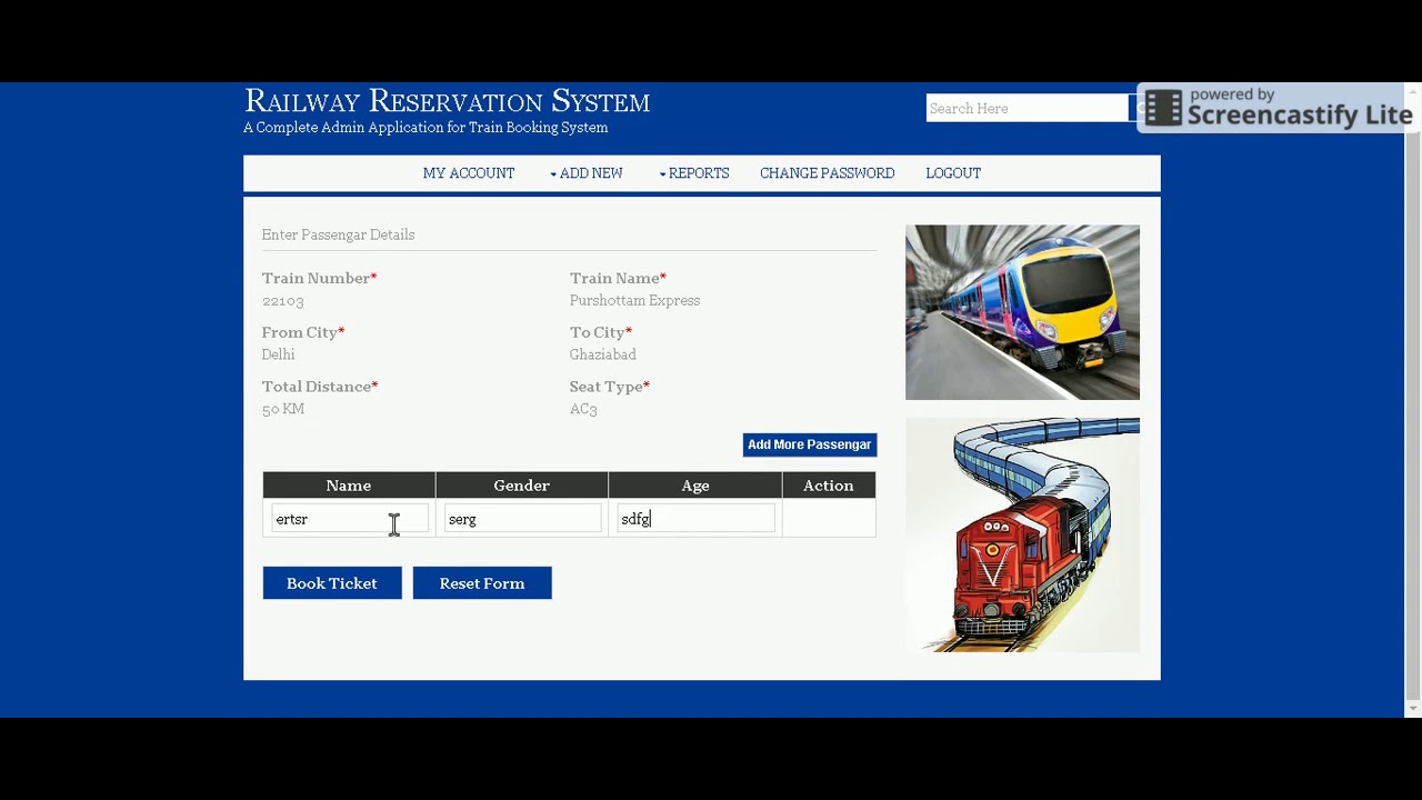 Java, JSP And MySQL Project On Railway Reservation System