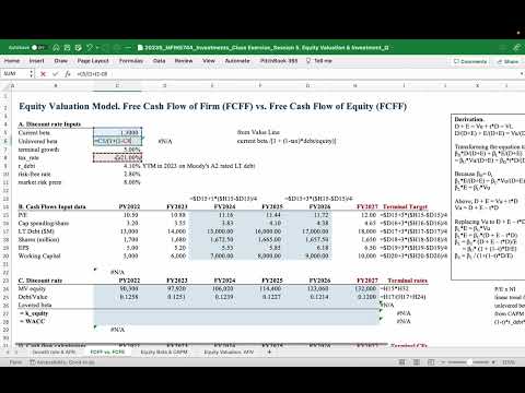 Professor Paul Ahn_Investments_Equity Valuation_FCFF vs. FCFE