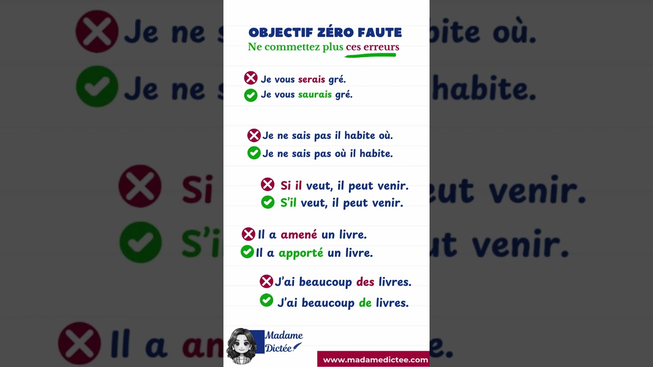 ✍️ Écrivez sans fautes grâce à Madame Dictée#orthographe #françaisfacile #apprends #concours