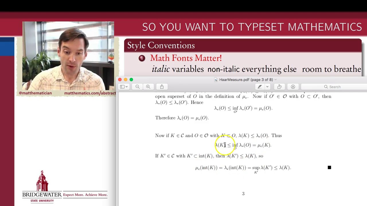 Typesetting Mathematics I: Style Conventions