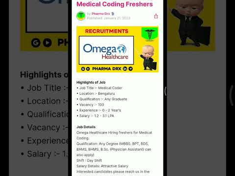 Medical Coding Jobs For Freshers In Bengaluru | Freshers Medical Coding Jobs | #medicalcodingjobs