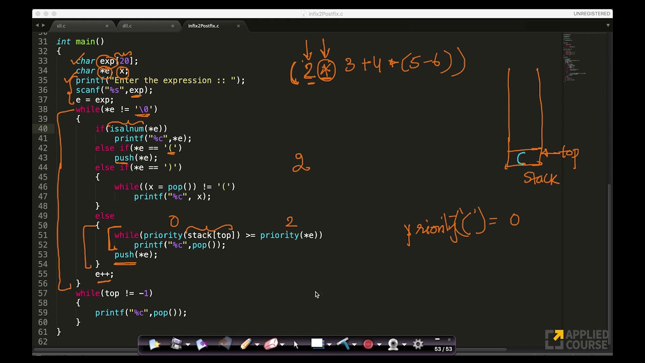 Infix to Postfix | Expression evaluation | C-Programming | Gate Applied Course