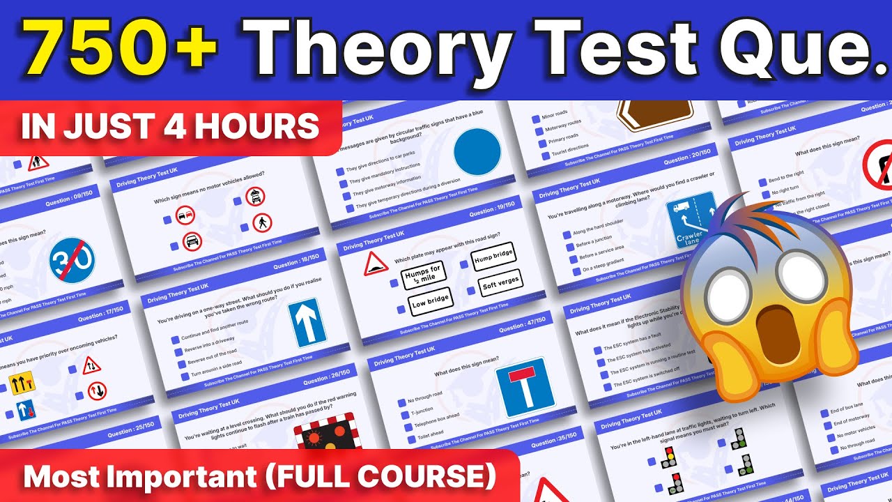 REVISE Theory Test 2025 UK In Just 4 Hours (Must Watch!) | 750 Theory Test Questions