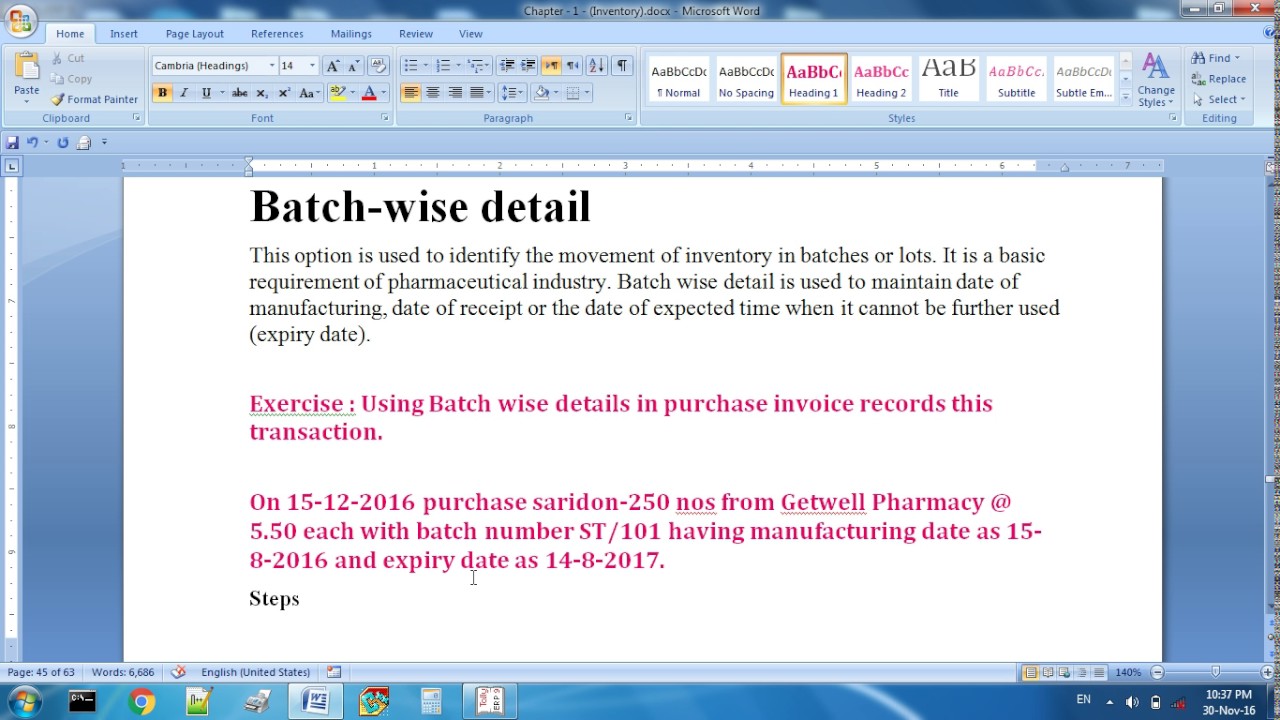 Batchwise Detail In Tally ERP 9