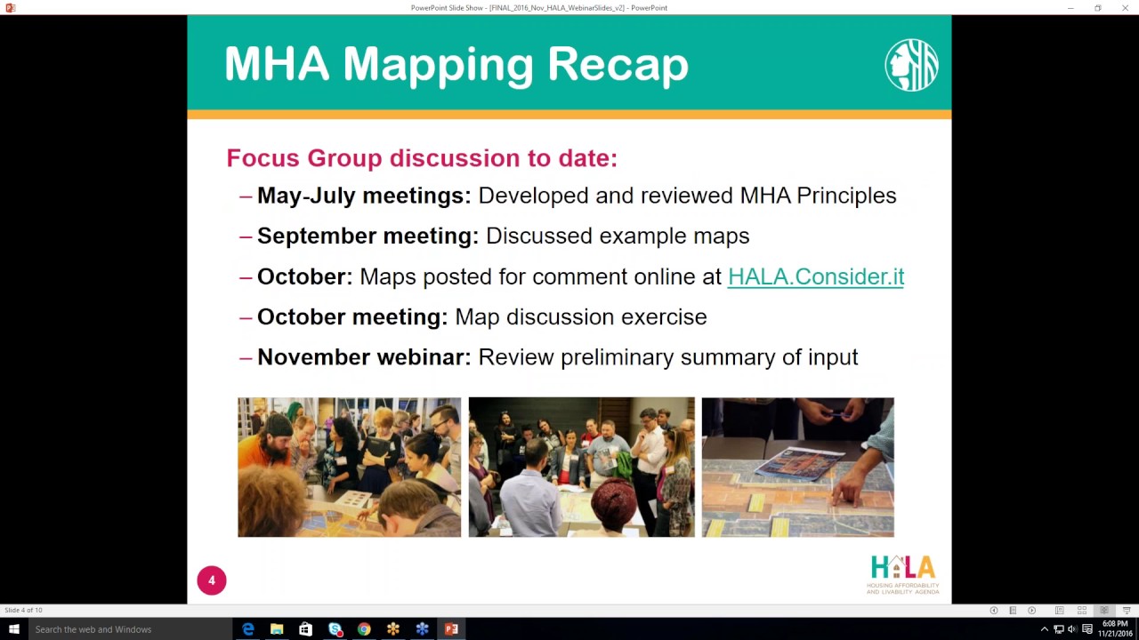 HALA Community Focus Groups: Expansion Area Urban Village webinar recording (November 21, 2016)