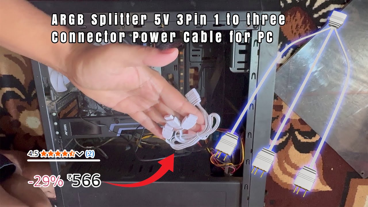 ARGB Splitter Cable Unboxing and Installation – 5V 3Pin 1 to 34 Connector ✅