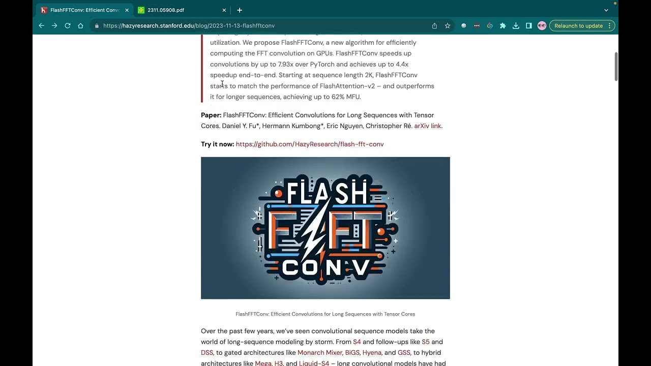 FlashFFTConv: Efficient Convolutions for Long Sequences with Tensor Cores Reading and Analysis