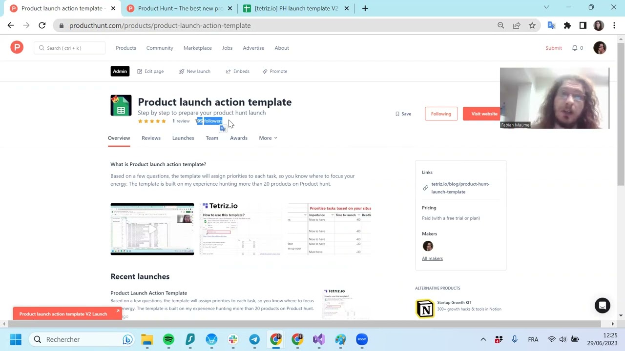 Product hunt launch Action template relaunch