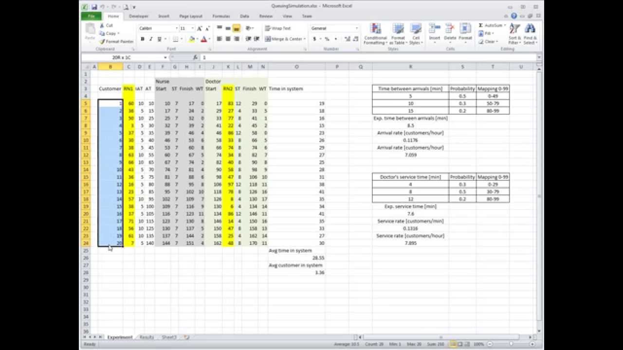 Ch12-02 Queuing Problem Simulation in Excel