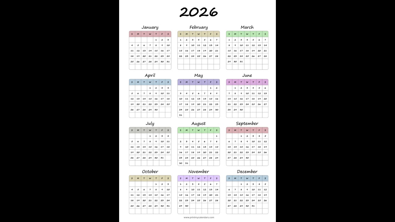 2026 Calendar Printable | Free PDF Download (US) | A4 & Letter Size #2026 #2026calendar #calendar