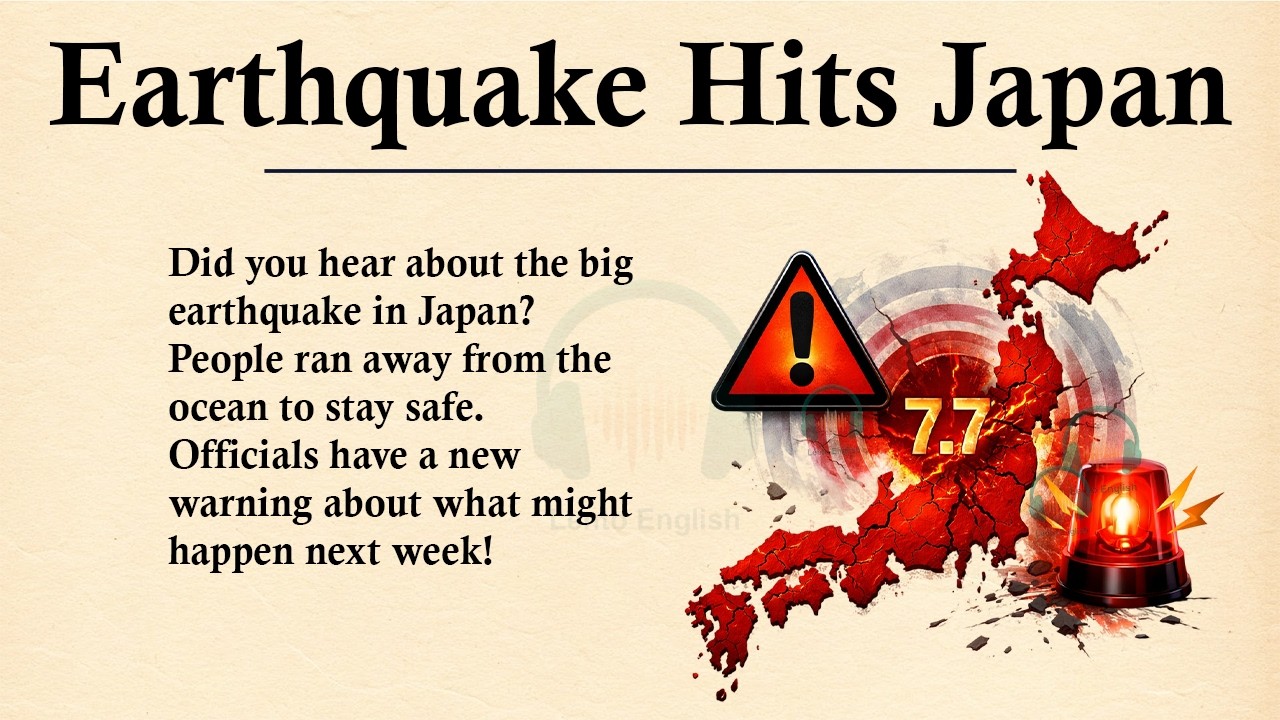 7.7 Magnitude Earthquake Hits Japan ||🌊Learn English Through Story Level 3 || Graded Reader 🎧