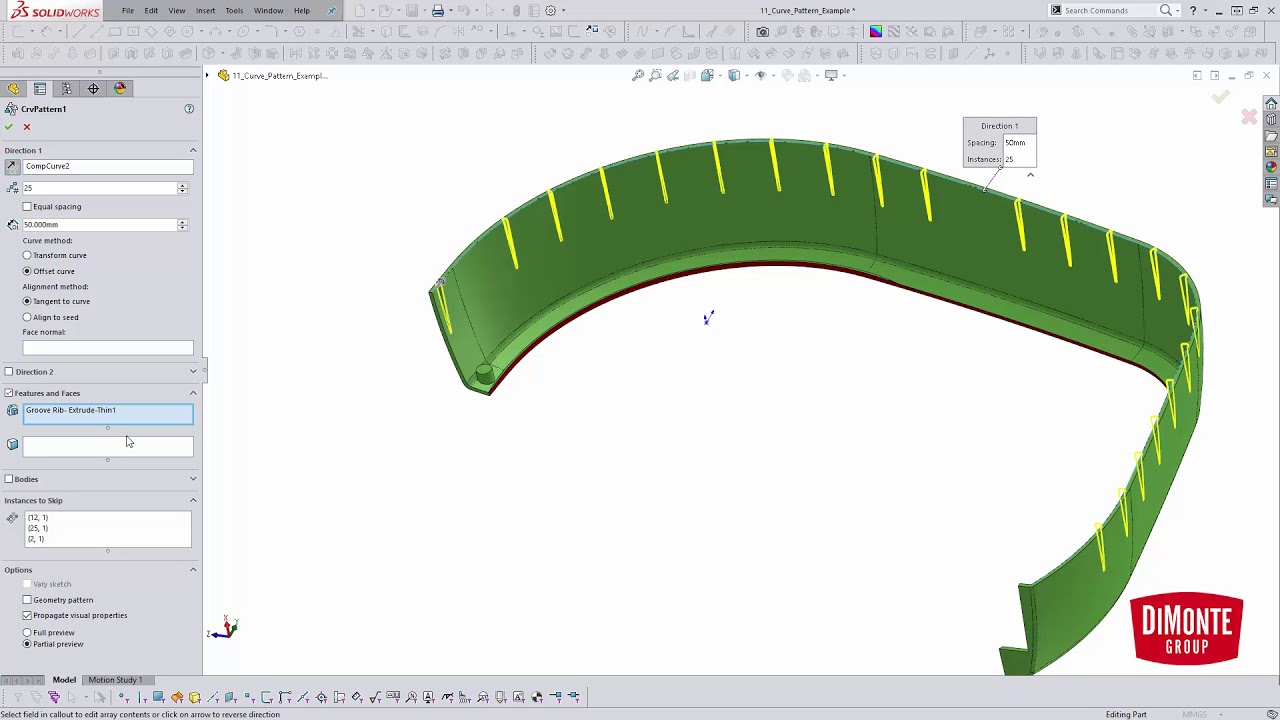 Curve Driven Patterns - SOLIDWORKS Tutorial - Fantastic Plastic 10
