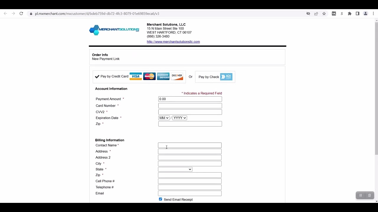 MxMerchant Link2Pay online hosted payment form