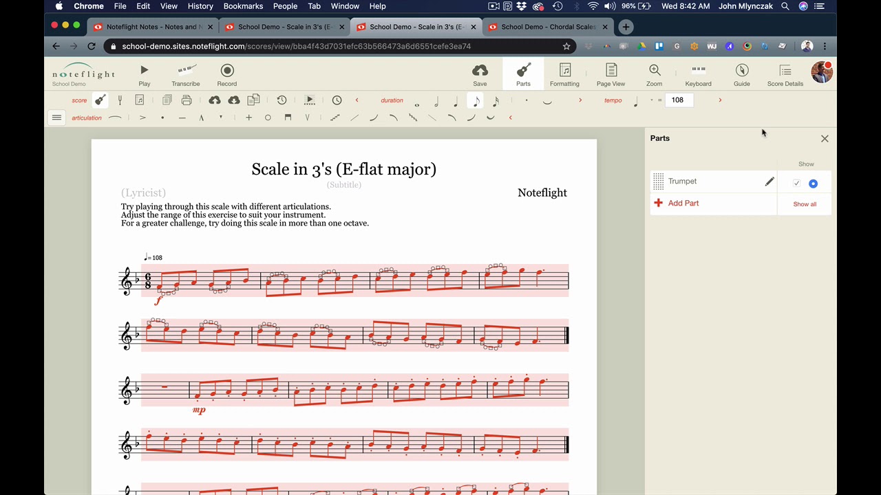 Scale Variations and Recording on Noteflight
