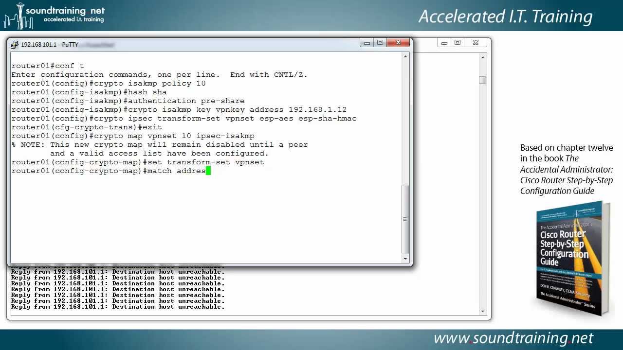 How to Setup a Cisco Router VPN (Site-to-Site):  Cisco Router Training 101