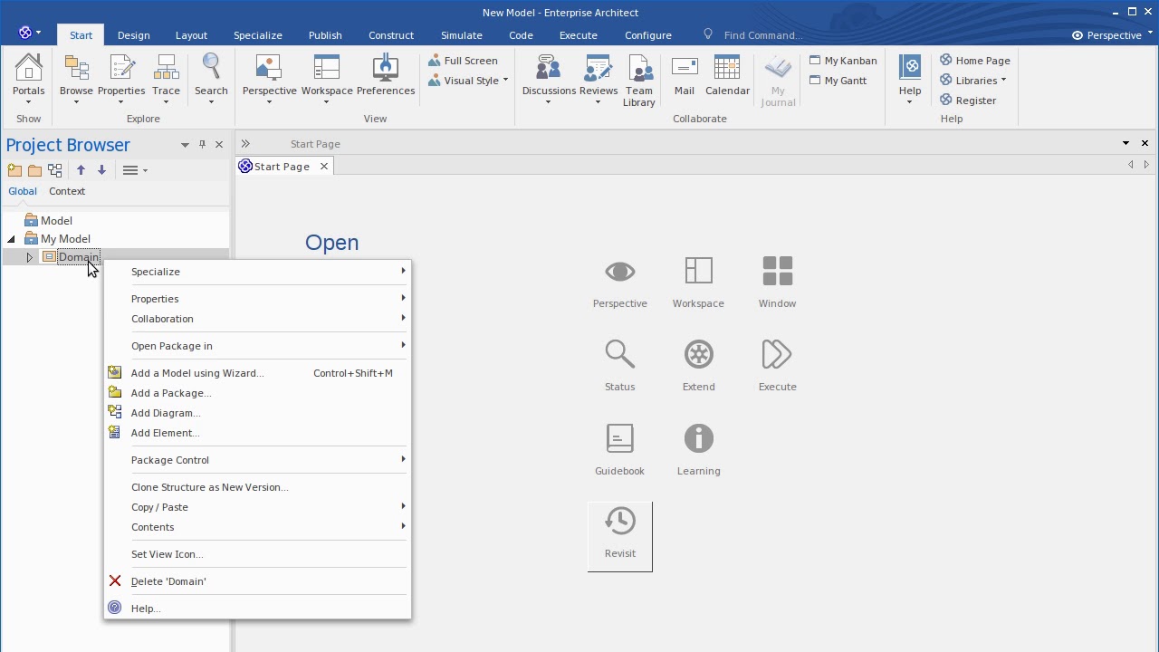 Creating Models, Views & Packages in Enterprise Architect