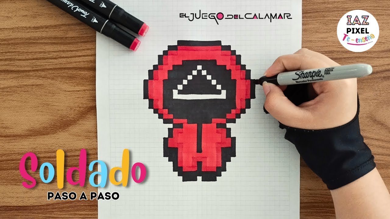 Como pintar al SOLDADO del JUEGO DEL CALAMAR en PIXEL ART – Tutorial paso a paso #pixelart