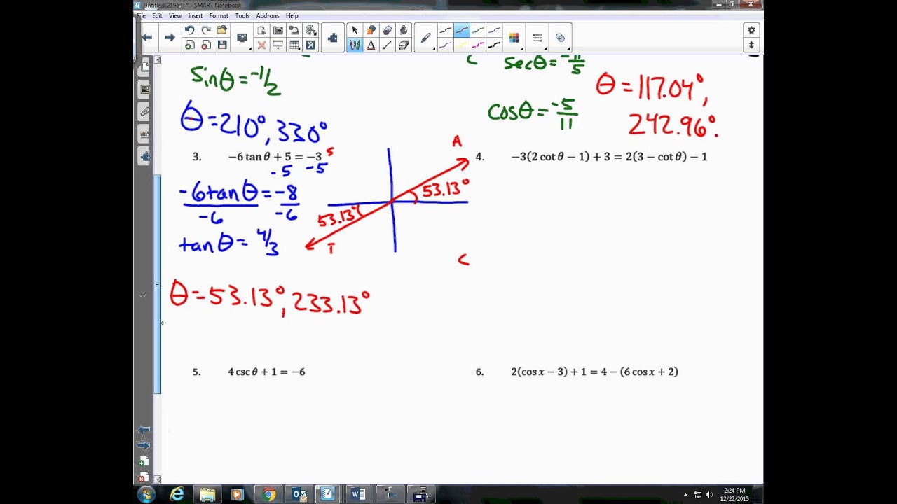 Plane Trigonometry Unit 2.3 Notes Solving Simple Trigonometric Equations 2015