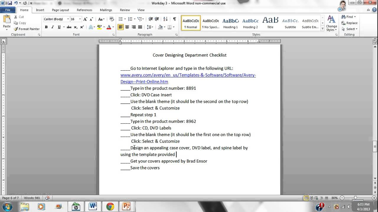 Avery Tutorial Part 1