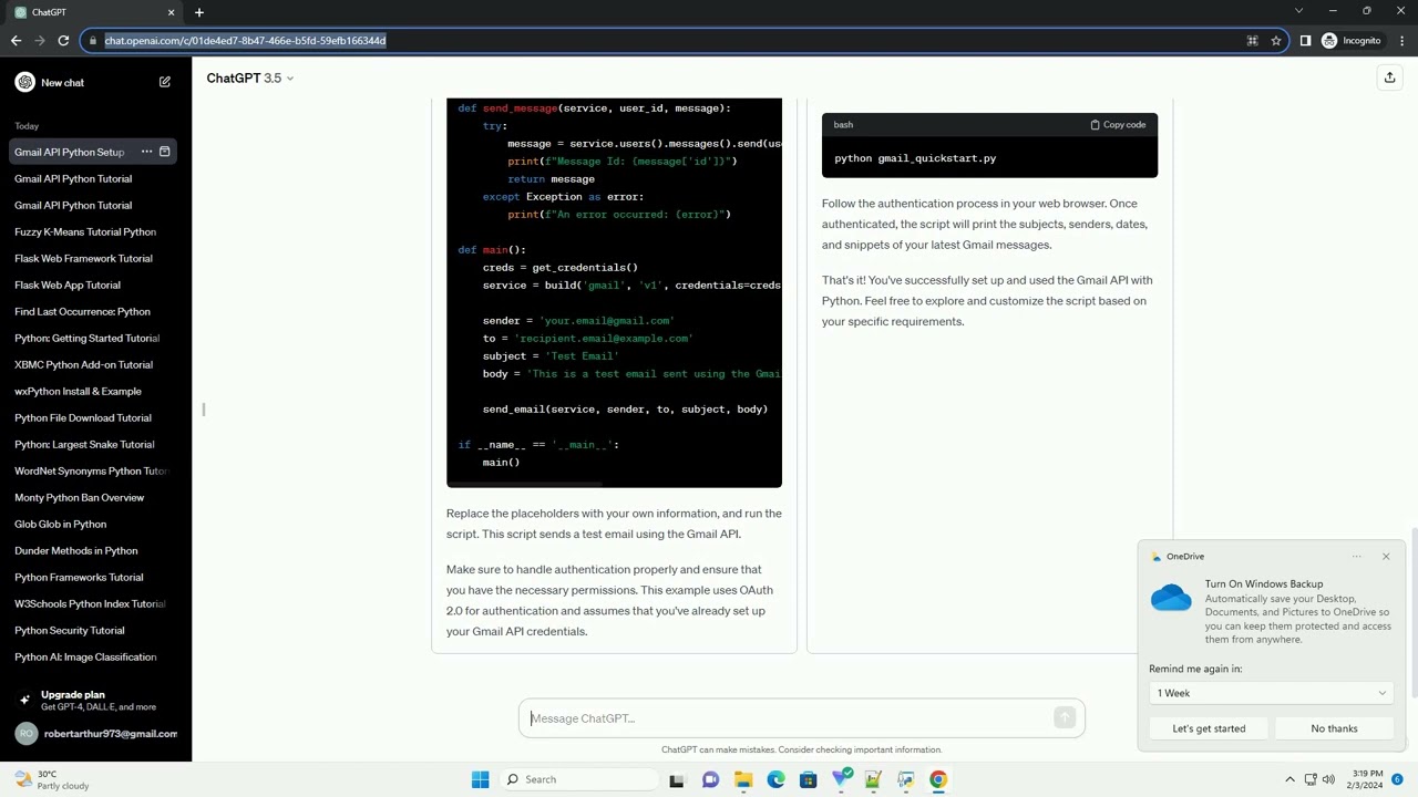 gmail api python quickstart