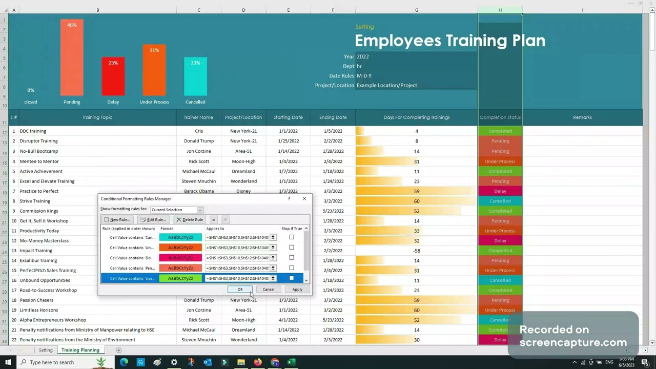 Employees Training Planning Template