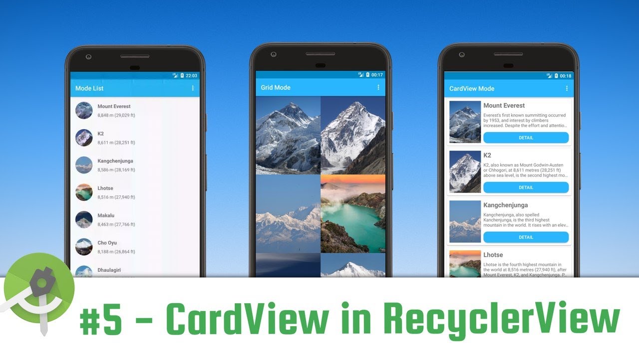 RecyclerView part 5 - CardView - Android Studio Tutorial