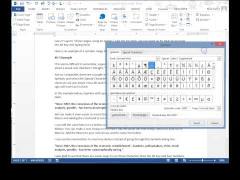 Hyphens, En and Em Dashes in Word