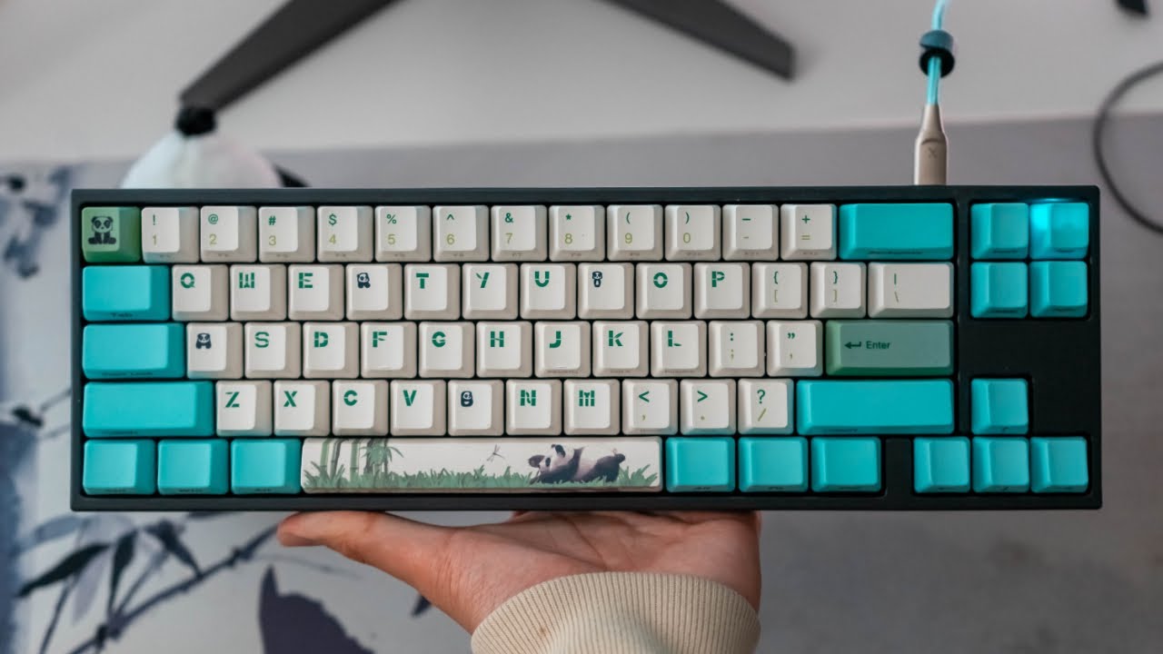 Ducky Miya Pro Panda Keyboard with LIGHT BLUE KEYCAPS