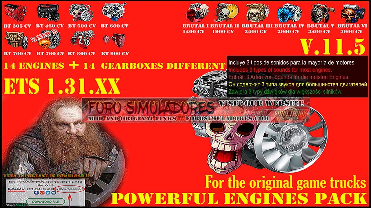 Pack Powerful engines + gearboxes V.11.7 for 1.33.x - ETS 2