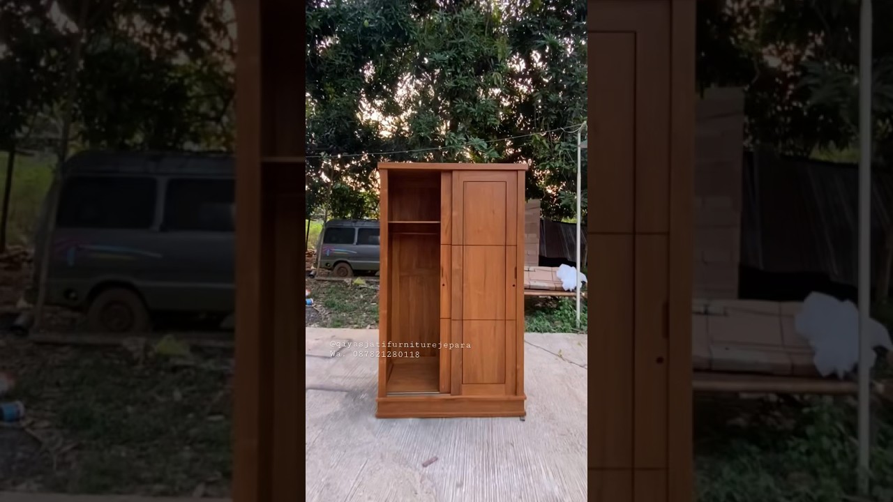 Lemari Baju 2 Pintu Sliding Minimalis Jati @Designfurnitureinterior