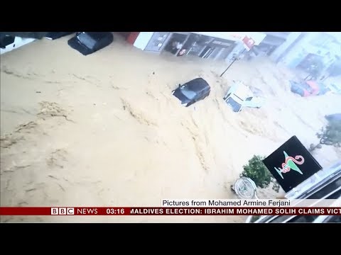 Extreme weather 2018 - Flash flooding (Tunisia) - BBC News - 24th September 2018