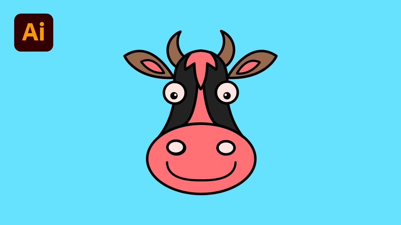 How to design a Cow  Vector l Cartoon Vector Tutorial l Draw Vector #1