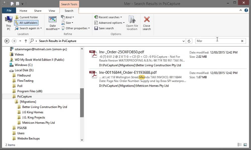 Full text searching PDF files in windows.