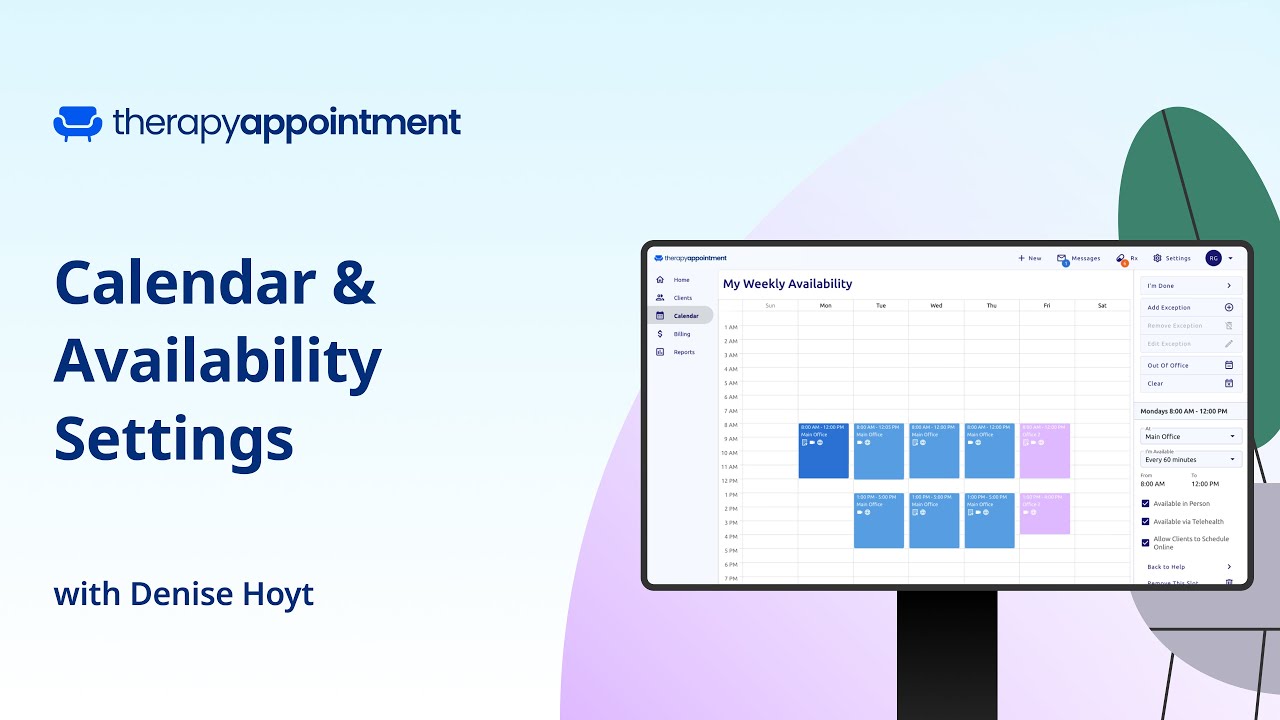 Calendar and Availability Settings