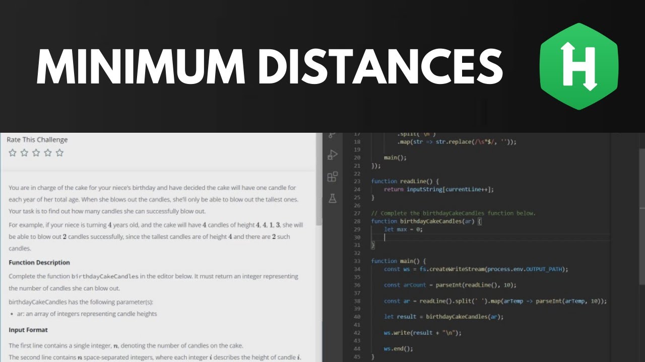 HackerRank Minimum Distances - Solution Walkthrough (JavaScript)