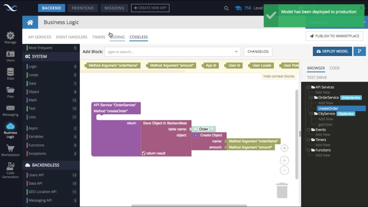 How to create a Codeless API service which writes to database