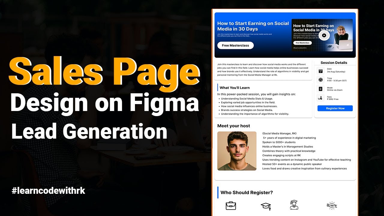 Sales Page Design on Figma - Lead Generation #learncodewithrk