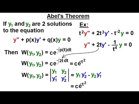 Differential Equation - 2nd Order (32 of 54) Abel's Theorem
