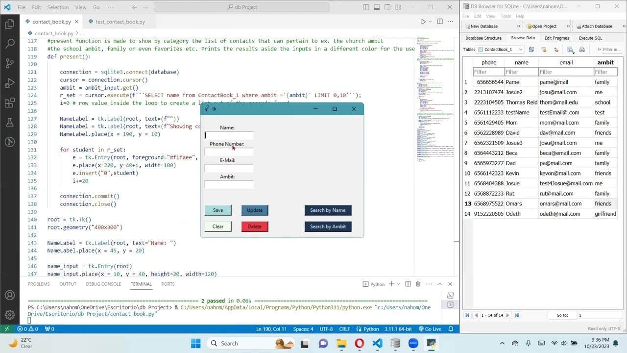Contact Book with Python and SQLite project walkthrough