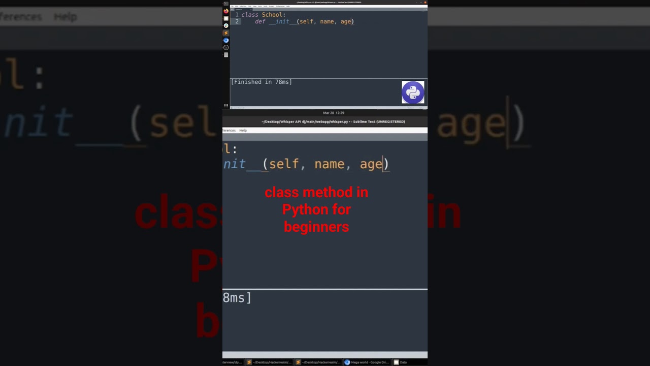 class method in Python for beginners #coding #pythonanddjangofullstackwebdeveloper #javascript