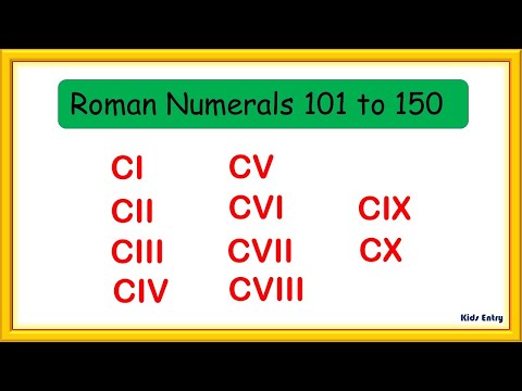 101 to 150 - CI to CL Roman Numerals | Roman Numerals from 101 to 150 - Kids Entry