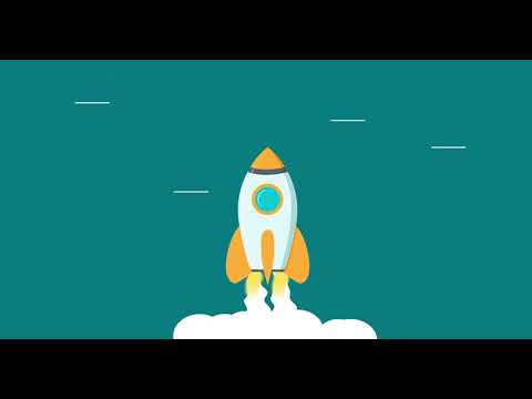 Startup animation. Rocket flying into space. 4k video, HD, animated background