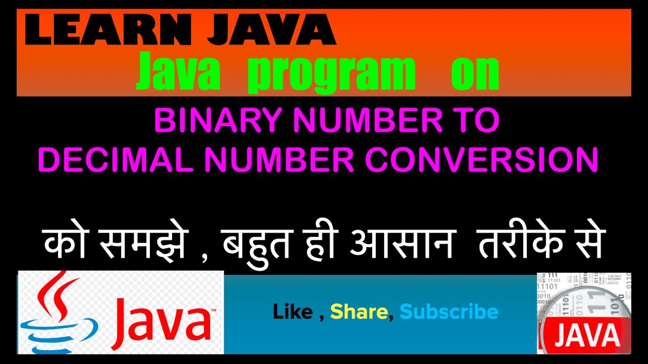 Java Program on Binary Number to Decimal Number Conversion #java #javaprogramming #learnjava