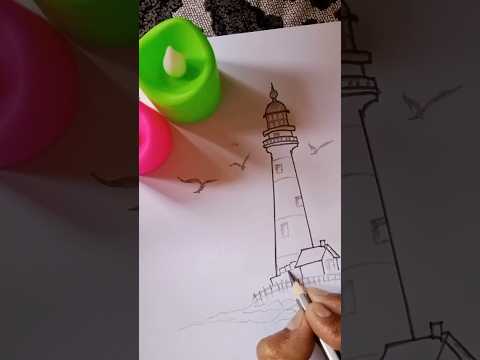 Guiding light🔥||beautiful scenery❤️|| drawing tutorial 💞#shorts #art #trendingshorts #youtubeshorts