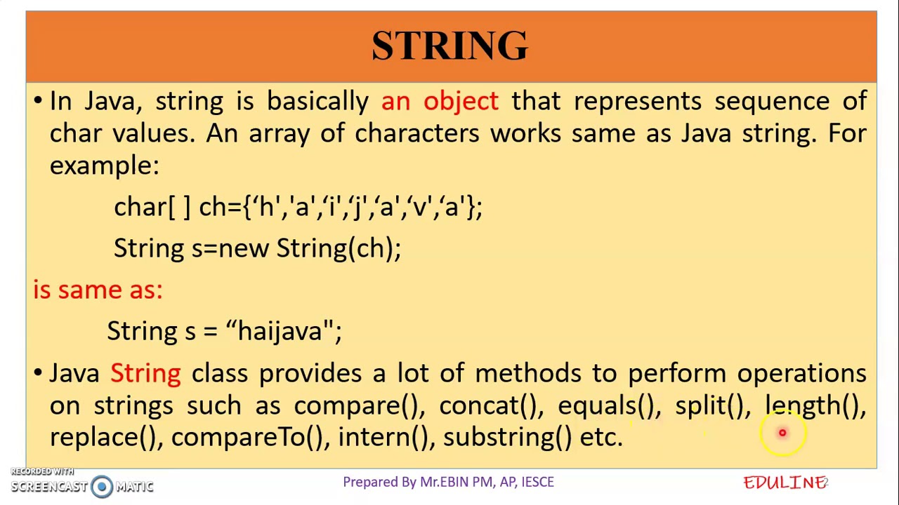 JAVA - MODULE 4 - TOPIC 1 - STRING HANDLING - CREATING STRING OBJECTS