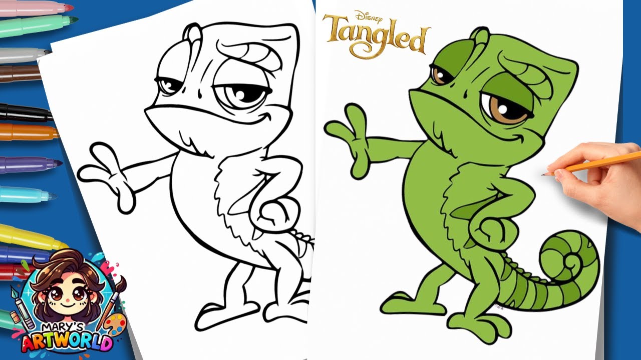 How to Draw Pascal the Chameleon from Tangled / Easy Step by Step Tutorial